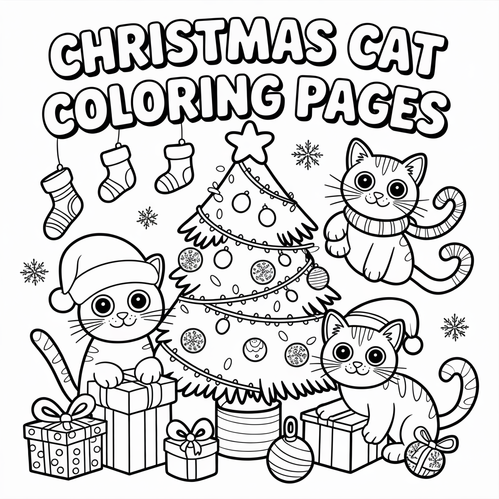 Christmas Cat Coloring Pages – Coloring Book